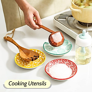 KitchenTour Ceramic Spoon Rest, 4.7 inch Spoon Holder for Kitchen Counter, Spoon Rest for Stove Top Coffee Spoon Rest, Cooking Utensil Rest Holder for Ladle, Spatula, Set of 4