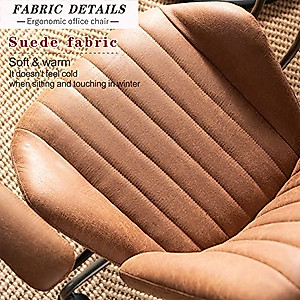 ovios Chair with Mid Back Support Armrest Executive Rolling Swivel Height Adjustable Task Chair for Home Office Desk Computer,Living Room,Studying (Brown)