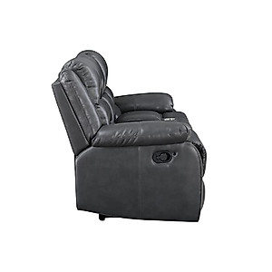 Galaxy Home Furnishings Martin Manual Reclining Loveseat Finished with Faux Leather/Wood in Gray