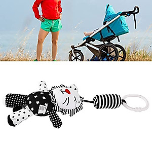 Baby Hanging Rattle Toys, Black and White Stripe Stroller Plush Wind Chimes Toys for Infants Car Bed Crib(Black and White Striped Lion Pendant)