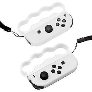 ECHZOVE Grips for Fitness Boxing Switch, Controller Accessories Compatible with Nintendo Switch Sports and Switch Boxing Game, 2 Packs-White