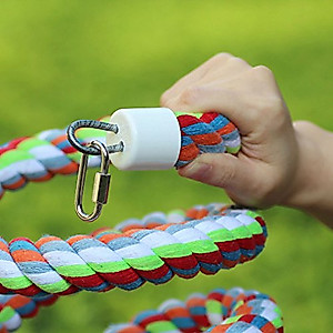 Rope Bungee Perch Bird, 83inch Kintor Pure Natural Colorful Bead Cage Chewing Toys for Small Medium Parrot (83inch Length)