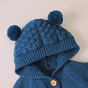 DovFanny Newborn Baby Knitted Sweater Romper Jumpsuit Girls Boys Baby Clothes Unisex Long Sleeve Bodysuit Snowsuit（Blue,3-6M）