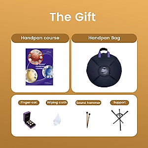 ASTEMAN Handpan, 18 inches, 9 notes, 432Hz, G minor, comes with handpan stand, handpan bag, two beaters, and dust cloth. (Mini, 432Hz)