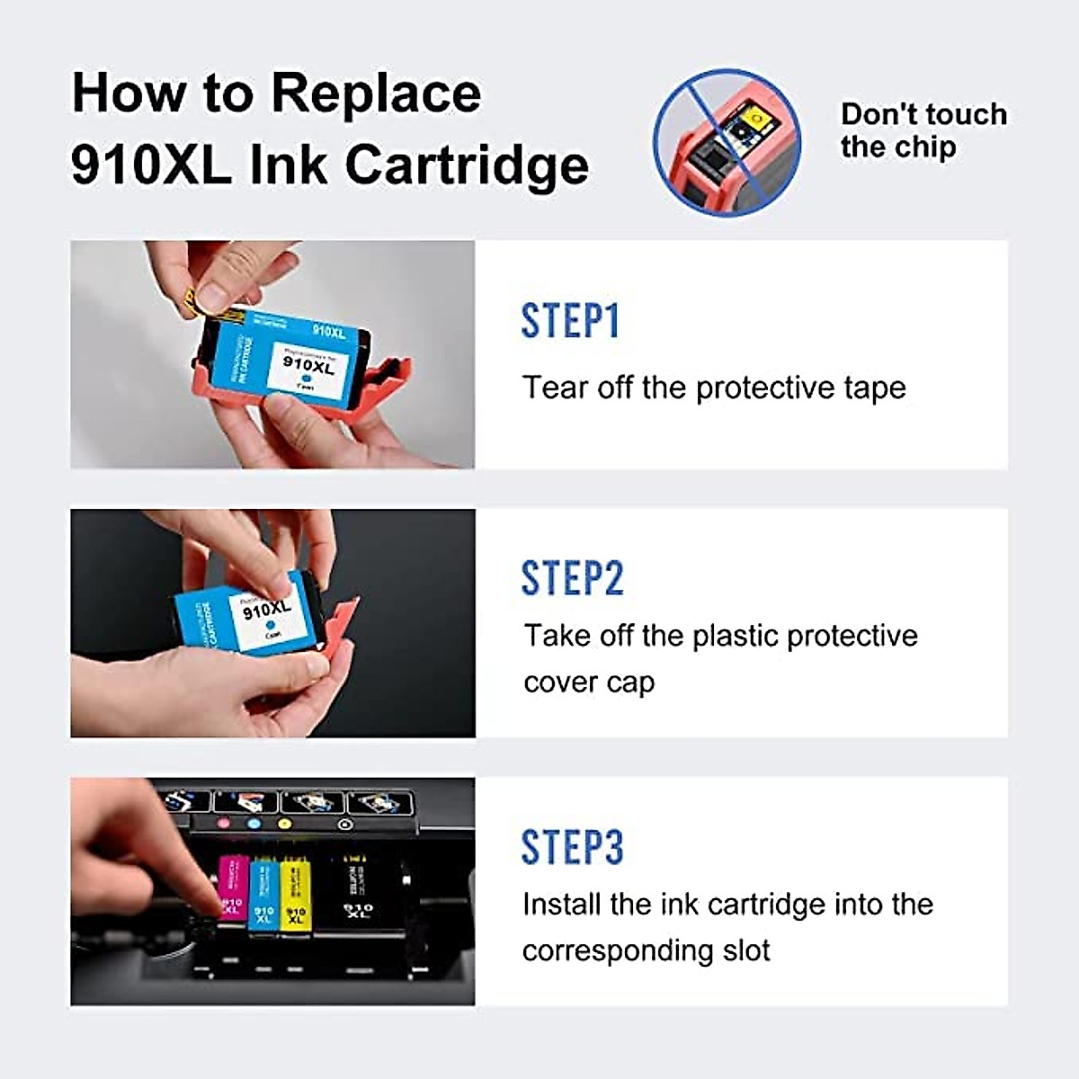 MYCARTRIDGE Remanufactured 910XL Ink Cartridge Replacement for HP 910XL 910 XL Works with OfficeJet Pro 8022 8020 8025 8028 8035 8015 8031 Printer (4-Pack)