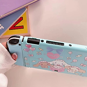 Cute Cinnamon roll Case Compatible with Nintendo Switch OLED, Dockable Case Cover, Ergonomic Soft TPU Grip Case for Joycon, Sparkle Skin Set