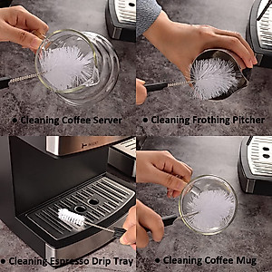 Espresso Brush Machine Cleaning Brush - CAFEMASY 5pcs Coffee Machine Cleaning Brush Pack Barista Tools for Cleaning Espresso Machine Group Head Steam Wand Milk Frother Drip Tray Coffee Mug
