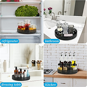 ITWIST Lazy Susan Organizer(2Pack), 11+12In Lazy Susan Turntable for Cabinet, Turntable Organizer with Non-Slip Pad,Spice Rack Organizer for Kitchen, Fridge,Bathroom, Pantry,Vanity (Flower-Black)