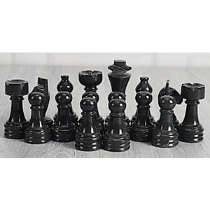 Radicaln Marble Chess Pieces Black & Marinara 3.5 Inch King Figures Handmade 32 Chess Figures - Suitable for 16-20 Inch Chess Game - Board Games