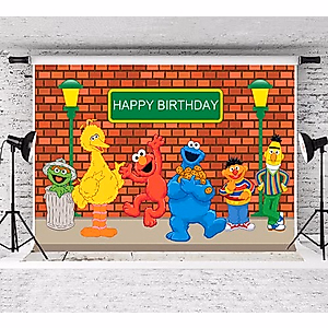 chaungda Sesame Street Photography Backdrop Photograph Studio Baby Shower Birthday Party Banner Supplies Party Supplies Background Decoration Photo booth Props 5x3ft (zf-tj122-5x3ft-fba)