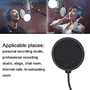 OriGlam Professional Microphone Pop Filter Mask Shield for Any Other Microphone, Dual Layered Pop Wind Screen with Flexible 360° Clip Stabilizing Arm