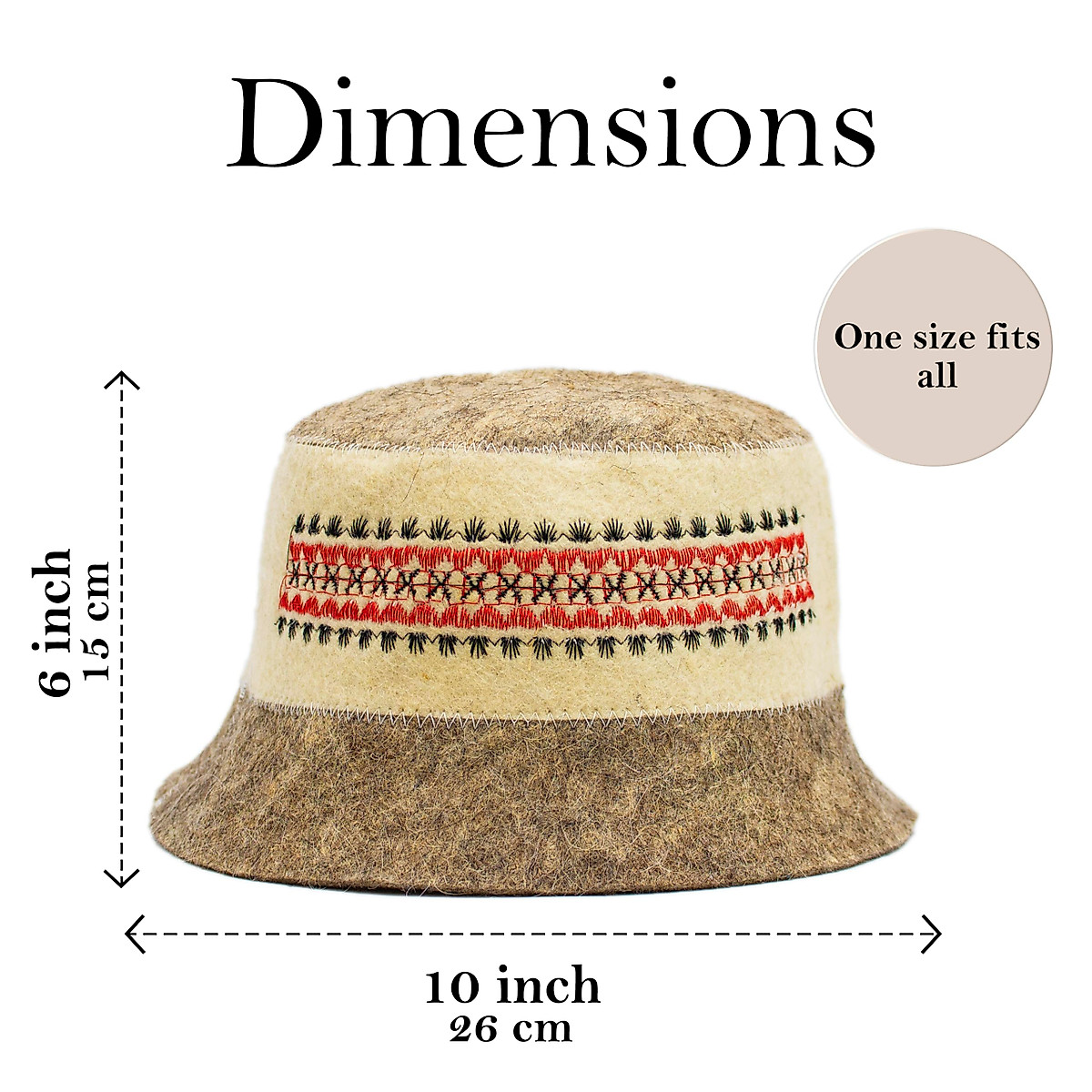 SHSH trade group Ukrainian Wool Sauna Hat Embroidered Ornament Vyshyvanka - Sauna Hat Finnish Ukraine Sauna Hat Wool Russian Banya Sauna Hat for Men Sauna Hats Beige and Gray
