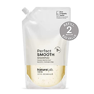 NATURELAB. TOKYO Perfect Smooth Shampoo: Eco-Friendly Refill Pouch: Weightless Frizz Control for Smoother, Healthier Hair and Scalp I 22.9 FL OZ / 680ml