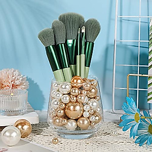 200 Pieces Pearl for Vase Filler Pearl Beads No Hole Pearl Vase Makeup Beads for Brushes Holder for Home Wedding Decor, 10/14/20/30 mm (White, Gold)