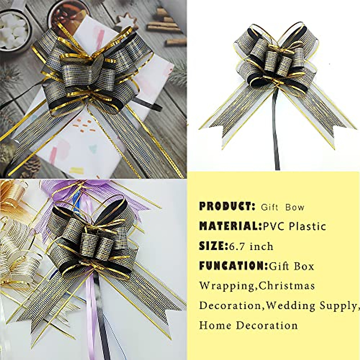 WDHHNP 10 PCS Gift Bows, Pull Bow Ribbon Pull Bows for Christmas Wedding Baskets, Ribbon Bow to Wrap Box or Floral Decoration
