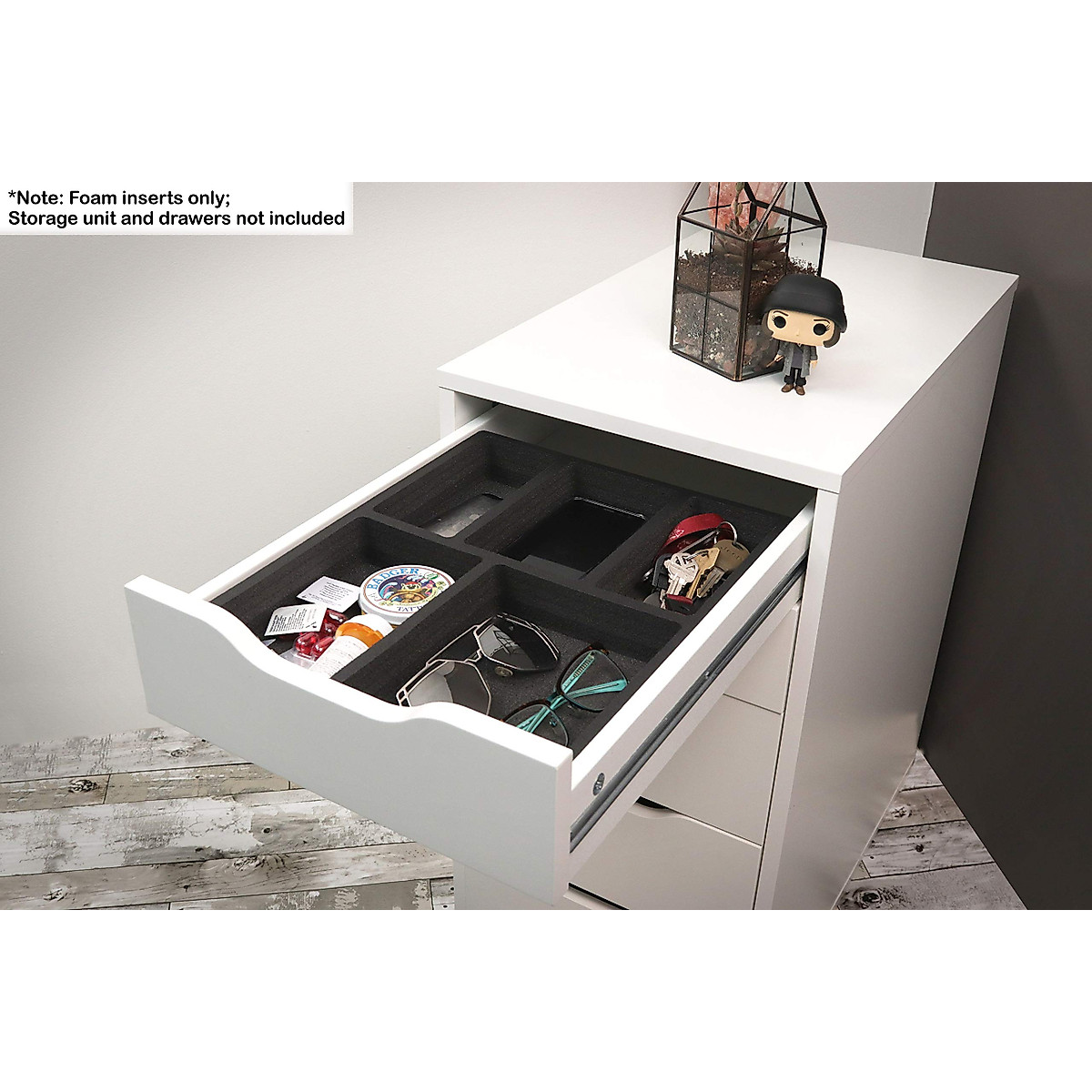 Polar Whale Drawer Organizer Compatible with Ikea Alex Tray Non-Slip Waterproof Insert for Office Home Dorm Garage 11.5 X 14.5 X 2 Inches 5 Compartments Black Deep Pockets