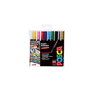 posca 153544849 0.1-10 mm Tip Waterbased Paint Marker - Assorted Colours (Pack of 10)