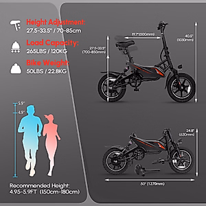LEADZM Electric Bike for Adults,14" Folding Electric Bicycle 350W 36V 6AH Battery w/Dul Shock Absorber, Foldable Commuter City Ebike for Adults/Teens,Dual Disc Brakes,Throttle&Pedal Assist