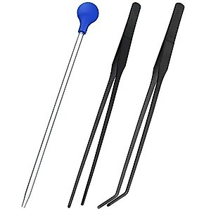 Weewooday 3 Pieces Axolotl Tank Accessories, Extra Long Tweezers for Aquarium, Coral Feeder Long Syringe, Fish Feeding Tongs Tweezers for Reef Roids Aquatic Plant Spider Snake Lizard