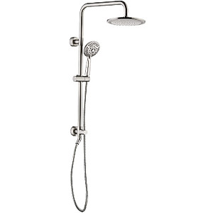 BRIGHT SHOWERS Rain System Including 9 Inch Rainfall shower head and Handheld with Height Adjustable Holder, Solid Brass Rail and 60 Inch Long Stainless Steel Shower Hose