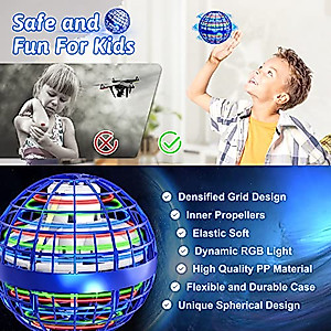 Flying Orb Ball Toys 360°Rotating Soaring Hover Orb Boomerang Spinner Magic LED Light Flying Ball Toys Hand Controlled Spinning Drone Ball Safe for Kids Adults Indoor Outdoor
