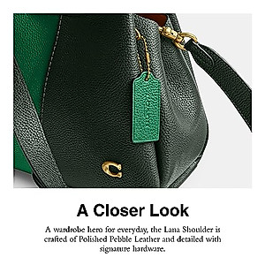 COACH Polished Pebble Leather Lana Shoulder Bag 23, Amazon Green Multi