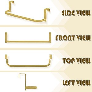 2 Pieces Metal Towel Bar Kitchen Cabinet Towel Rack Strong Steel Towel Bar Rack for Hanging on Inside or Outside of Doors, Home Kitchen Bathroom, Hand Towels, Dish Towels and Tea Towels (Gold)