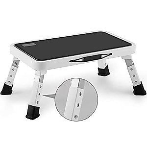 Jocauto Folding Step Stool, Height-Adjustable Step Stool with 15" X 10.2" Non-Slip Platform, Step Ladder with a Portable Handle for Adults or Kids in Office, Kitchen, Home, 330 Lbs Capacity