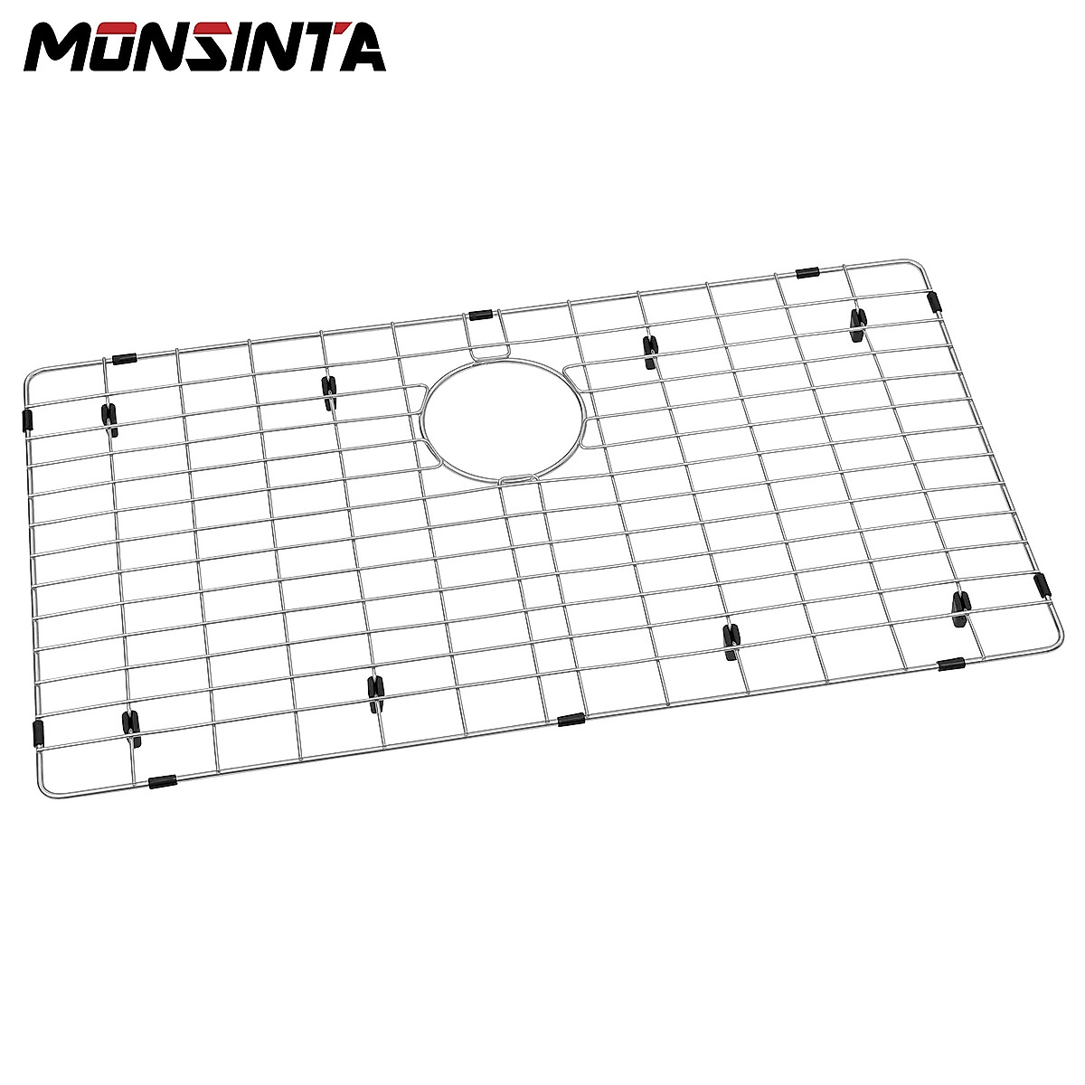 MONSINTA Kitchen Sink Grid and Sink Protector, Stainless Steel Sink Grids 28 3/4" x 15 3/4" with Rear Drain for Single Sink Bowl, Sink Bottom Grid, Sink Grate