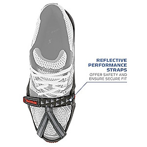 Yaktrax Run Traction Cleats for Snow and Ice, Gray/Red, Small (8161)
