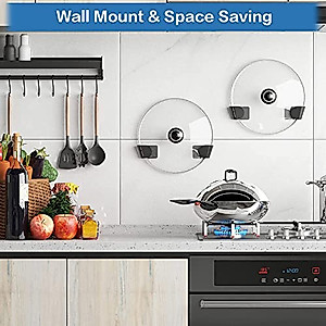 esowemsn 6 Pairs of Pot Lid Organizer Rack Plastic Wall Mount Pot Lid Organizer Pan Storage Racks Holder Lid Rack Hanger Space Saver for Cabinet Door Home Kitchen