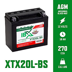 Interstate Batteries YTX20L-BS 12V 18Ah Powersports Battery 270CCA AGM Rechargeable Replacement for Motorcycles, ATVs, Jet Skis, Snowmobiles, UTVs (XTX20L-BS)