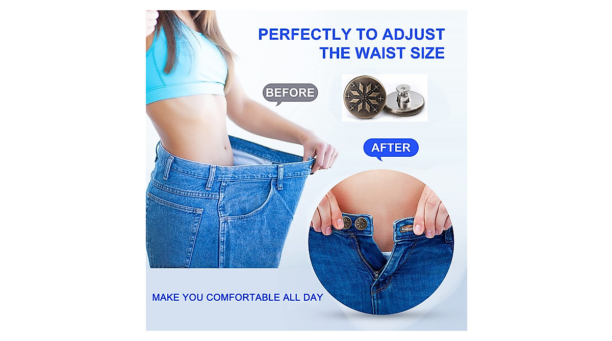 12 PCS No Sew Adjustable Jean Buttons for Easy Repairs