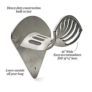 Kings County Tools 16" Cast Aluminum Hose Rack | Elegant Curved Design | Quality & Sturdy Material | Holds 100-Feet of 5/8” Hose | Single Piece Attachment