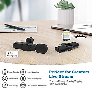 ySky Upgraded （Plug-Play） Wireless Lapel Lavalier Microphone for iPhone iPad Recording,YouTube Facebook Live Stream,Vlog, Auto-Sync Wireless Mic with 2 Clips (No Need App/Bluetooth)