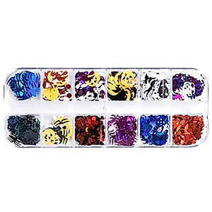 HMDABD Makeup Glitter for Eyes Nail Glitter Halloween Glitter And Halloween Nail Glitter And Witch Sequins And Pumpkin Glitter For DIY Resin Craft Nail Design Stencils（Black