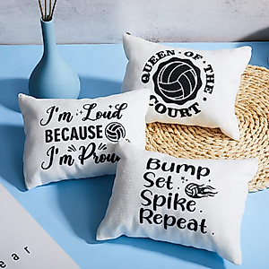 9 Pieces Volleyball Makeup Bags Canvas Cosmetic Bags with Words Volleyball Makeup Case Portable Travel Storage Case Volleyball Pouch Toiletry Bag with Zipper for Women Players Teams(White Base)