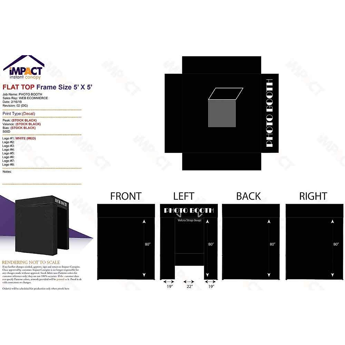 Impact Canopy 5' x 5' Pop-Up Portable Photo Booth Tent Studio with Roller Bag, Black