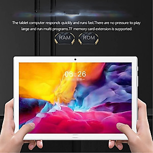 10.1 Inch HD Tablet Computer, 8-core IPS, High-definition Screen, WiFi, Bluetooth, Android Voice Call, Game Tablet, Support SIM Communication Function, Holiday Gift for Family (Silver)