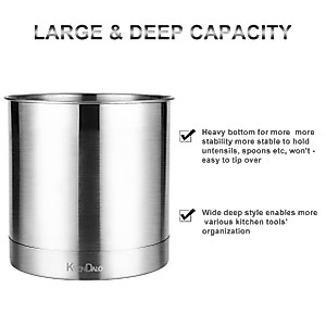 KSENDALO Jombo Steel Holder Utensil Crock 7inch Tall,Utility Sturdy Heavy Large Utensils Holder Stainless Silverware Holder for Kitchen Home and Office…