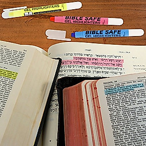 U.S. Office Supply Bible Safe Gel Highlighters, Pack of 16 - 2 Sets of 8 Bright Neon Fluorescent Highlight Colors Yellow, Orange, Pink, Purple, Green, Blue - Won't Bleed, Fade or Smear - Study Guide