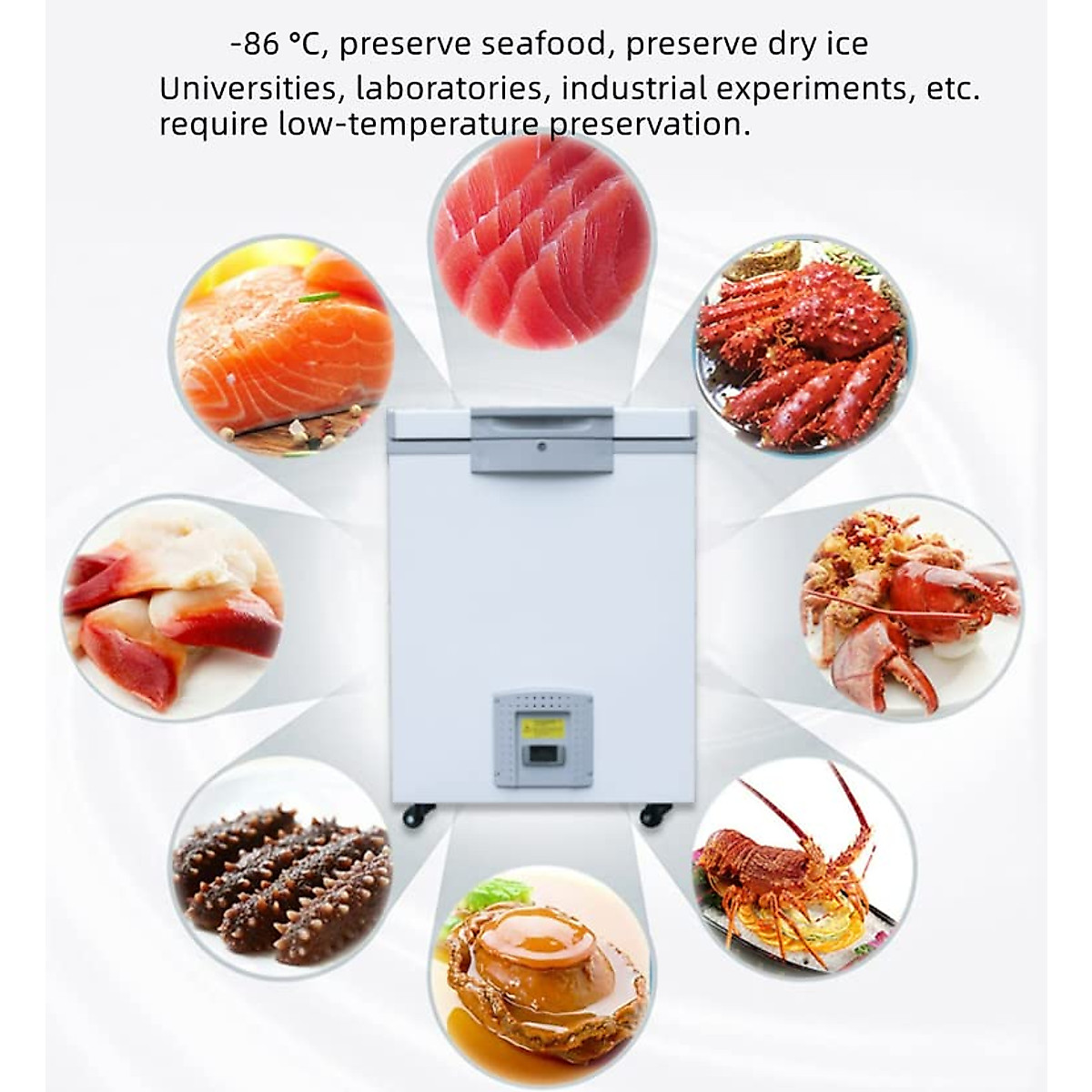 HNRUIDACN -86 ° C 50L (Adjustable from -40 to -86 ° C) Ultra Low temperature Small Commercial Freezer Horizontal Freezer Laboratory Low Temperature Refrigerator