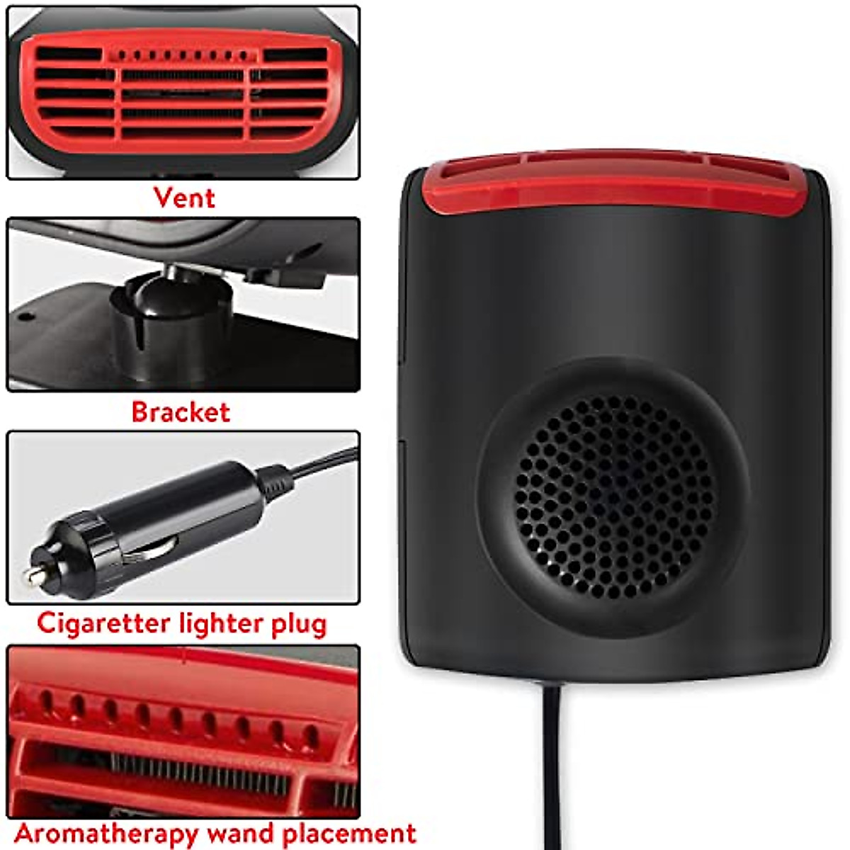 Upgrade Portable Car Heater,12V 150W Car Defroster Windshield Defogger 360° Rotatable,3 in 1 Car Heater Fast Heating & Cooling & Air Purify Plug in Cigarette Lighter for All Car