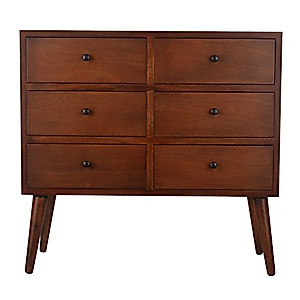 Decor Therapy Mid Century 6-Drawer Wood Accent Chest, Walnut
