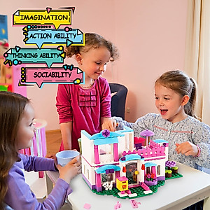MILESTAR Girls Friends House Building Blocks Toys Pink Beach Villa Swing Sun Lounger Building Kit Bricks Toys for Girls Dolls House Construction Play Set Educational Toys for Kids 319 PCS