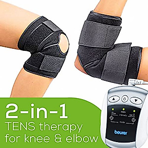 Beurer EM34 TENS Unit Muscle Stimulator, 2-in-1 Knee & Elbow TENS Machine, E-Stim Device for Knee Pain Relief with 25 Intensity Levels, Electric Massager with Universal Brace