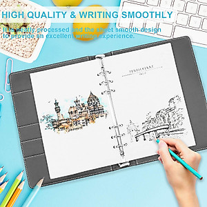 Kincown A5 Paper, 6 Ring Loose Leaf Paper, 180 Sheets (360 Pages) Thick A5 Refill Paper, 6 Hole A5 Printer Paper Refills Inserts for Binder Planner Journal Notebook - Blank