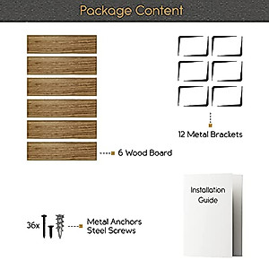 You Have Space Flota 17"x 4.5" Book Shelves, Floating Shelves for Living Room Decor, Bathroom Storage, Kitchen, Kids Room Natural Burned Set of 6