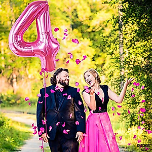 KatchOn, Hot Pink 4 Balloon Number - 40 Inch | Hot Pink 4 Birthday Balloon | 4 Year Old Birthday Decorations | Number 4 Balloons for 4th Birthday Balloons | Pink Four Balloon for 4th Birthday Supplies