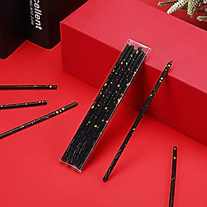Nuanchu 12 Pieces Birthday Cake Candles Long Thin Holiday Candles for Wedding Birthday Anniversary Graduation Retirement Party Festivals Cake Decorations (Black and Gold)